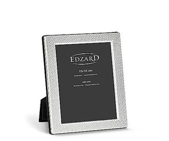 Edzard Bilderrahmen Cagliari für Foto 10 x 15 cm, gemustert, edel versilbert, anlaufgeschützt, Samtrücken, mit 2 Aufhängern, Fotorahmen zum Stellen oder Häng