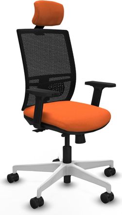 Piqueras y Crespo B&uuml;rostuhl mit 2D-Armen, h&ouml;henverstellbare Lendenwirbelst&uuml;tze und h&ouml;henverstellbares Kopfteil, ausgestattet mit Syncro/Traslack. Schwarz/Orange