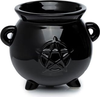 Puckator Plan28 Pot de Fleurs autoportant en c&eacute;ramique en Forme de Chaudron de sorci&egrave;re Noir
