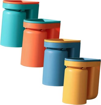 Valiclud Wandmontierter Zahnbürstenhalter Kunststoff Mit 4 Bechern in Blau Grün Orange Gelb Zum Badezimmer Organizer Ohne Bohren Kompakter Aufbewahrungsständer