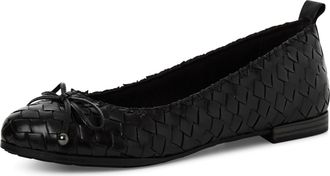 Marco Tozzi Damen Ballerinas aus Leder mit Schleife, Schwarz (Black), 41 EU