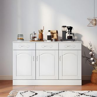 Generic Landhaus-Sideboard, moderner K&uuml;chenbuffetschrank aus Massivholz mit T&uuml;ren und Schubladen f&uuml;r Esszimmer und Flur/Eingangsbereich