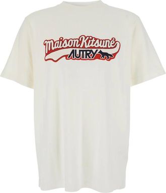 Autry Homme, Tops, Blanc, Taille: XL T-shirts et Polos Blancs Girocollo Fox