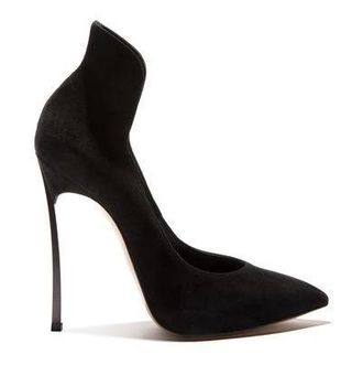 Casadei Blade Collar Suede Pump In Black Size 36.5