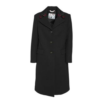 Vivetta Verzierte Lange Mantel in Schwarz - - Coats - Damen - Schwarzk - M