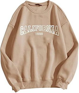 Generic Los Angeles California Sweatshirts pour femmes col rond tenues vintage manches longues solides mignons hauts col rond graphique Californie 1988 coupe 