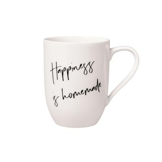 Villeroy & Boch Statement Becher Mit Henkel Happiness Is Homemade 11,5X8X10,5 Cm, Weiße Porzellan Tasse 280 Ml