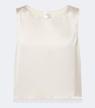 Leset Top court Barb en satin &agrave; dentelle