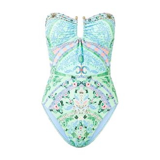 Camilla Gathered Bandeau One Piece mit U-Ring vorne - - Swimwear - Damen - Gr&uuml;n - L