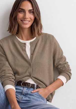 Street One Strickjacke Cardigan mit Rundhals / Viskose und Stretch