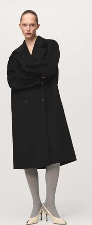 Mango Manteau laine fait main oversize noir - Femme - XL - MANGO