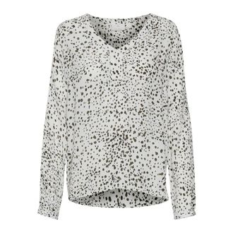 Kaffe Aquarellpunkt Langarmbluse - - Blouses & Shirts - Damen - Wei&szlig; - L
