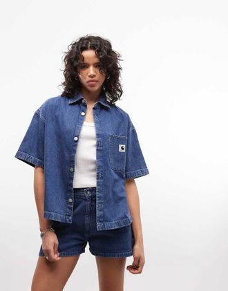 Carhartt Work in Progress Lovilia - Hemd aus Baumwolle in blauer Stone-Waschung