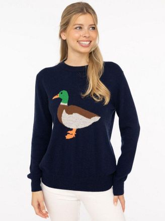 Zwillingsherz Strickpullover Duck Rundhals,aus reinem Kaschmir mit gro&szlig;er Ente