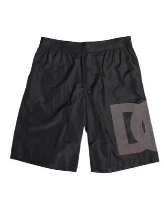 Dolce & Gabbana Black Logo Print Beachwear Men Shorts Swimwear Polyester