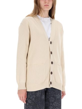 Golden Goose Logo-Embroidered Cotton Blend Cardigan - Beige