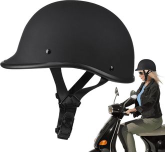 Generico Retro Motorrad - Unisex Halbschale aus strapazierfähigem Material, schwarz | kompakte offene Seite mit Belüftungsöffnung, eleganter Schutz für Roller