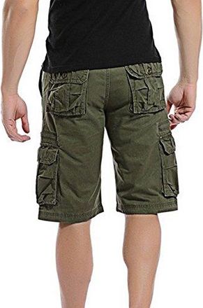 Generic Pantalon de jogging pour homme - Pantalon cargo d&eacute;contract&eacute; en plein air - Short color&eacute; pour homme, Vert arm&eacute;e., 31