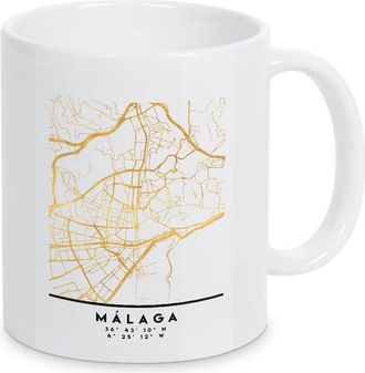 artboxONE Tasse Malaga Spain Street MAP Art von Emiliano Deificus - Kaffeetasse St&auml;dte
