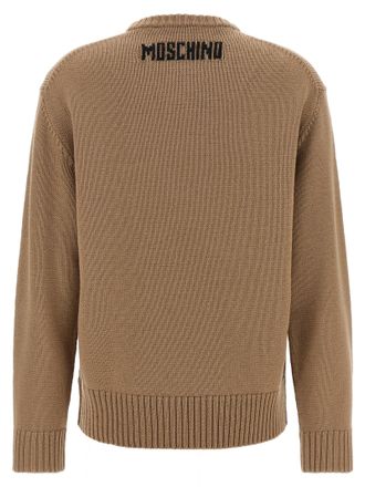 Moschino Wanted Lamb Intarsia Virgin Wool Sweater - Beige