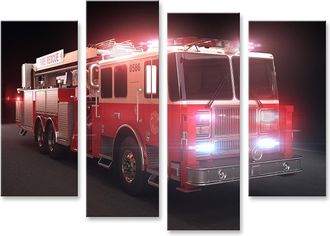 Islandburner Bild auf Leinwand Feuerwehrauto Mit Lichtern Kinderzimmer Bilder Wandbilder Poster