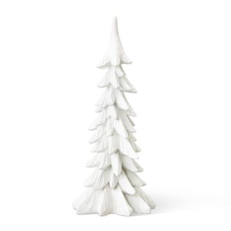 Glitzhome Handbemalter Weihnachtsbaum, Kunstharz, Tischdekoration, 37,5 cm hoch, Weiß