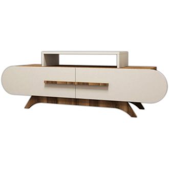 Hanah Home Meuble TV en bois Rose - 145 x 36 x 49 cm - Cr&egrave;me de noix