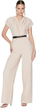 Trendyol Women Plain Arched Detailed Woven Jumpsuit Combinaison, Rock, 66 Femme