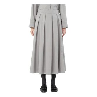 Max Mara Femme, Jupes, Gris, Taille: 36 FR Jupe Midi Pliss&eacute;e en Satin de Coton