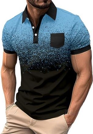 Generic Polo de sport pour homme - T-shirt imprim&eacute; de couleur d&eacute;grad&eacute;e - Polo de golf &agrave; manches courtes - T-shirt de sport &agrave; manches courtes - T-shirt de spor