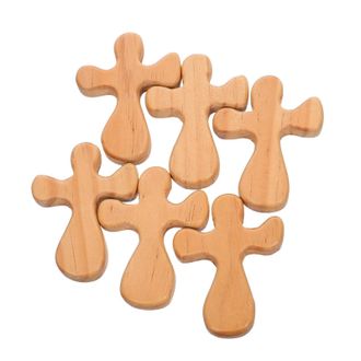 NUOBESTY 6 Kleiner Holzkreuze Handkreuze Klein Tragbar Rustikal Taufkreuz Spirituelles Kreuz f&uuml;r Gebet Meditation und Religi&ouml;se Zeremonien