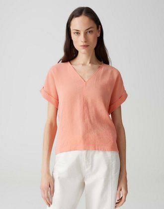 OPUS V-Shirt V-Shirt SOLME Regular im Materialmix