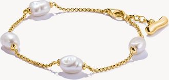 Thomas Sabo Natural Beauty - Vergoldetes Armband in Gelbgold und Wei&szlig; mit S&uuml;&szlig;wasserperlen