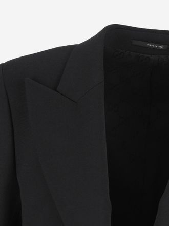 Gucci Womens Stretch Wool Blend Jacket Black