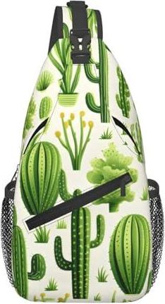 Generic Sacoche Tactique Motif cactus R&eacute;glable Sac Bandouli&egrave;re L&eacute;ger Sac &agrave; Poitrine pour Homme Femme Voyage