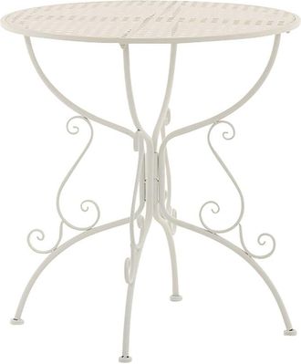 Clp Table de jardin ronde en fer forg&eacute; - 70 cm largeur, 74 cm hauteur - Style rustique - Finition patine antique - Fabrication artisanale