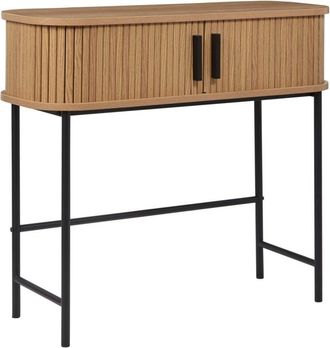 Beliani Console Retro MDF Pieds M&eacute;talliques Bois Clair Bradley