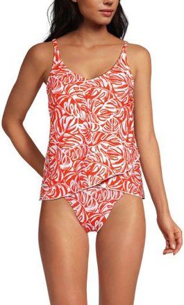 Lands End Tankinitop mit Tulpensaum chlorresistent in Lang-Größe, Damen, Größe:36-38 regular, Orange, Nylon-Mischung, by Lands End