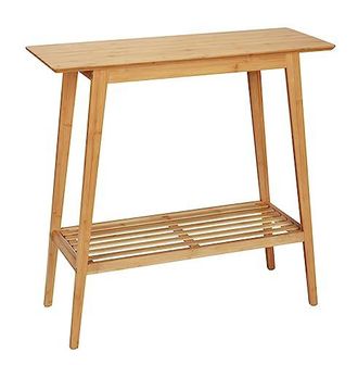 WENKO Console Kona en Bambou certifi&eacute; FSC avec &eacute;tag&egrave;re, Forme &eacute;troite, id&eacute;ale pour Les Petits espaces, Couloir, entr&eacute;e Robuste et Durable, (l x H x P) : 80 