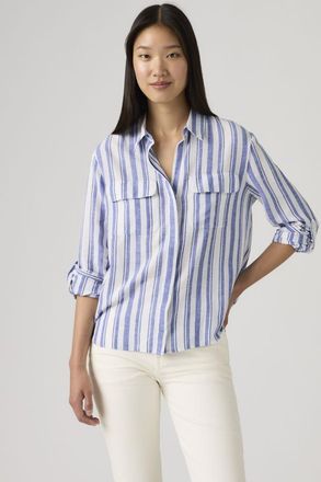 Levi's Chemise Utility Elaine - Femme - Bleu / Bold Stripe Blue Cotton Linen - XS