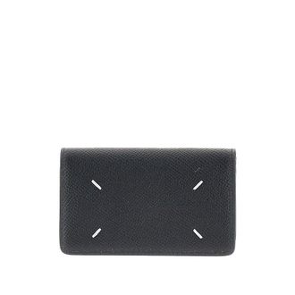 Maison Margiela Grained leather cardholder with flap Man One Size