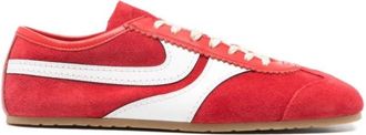 Dries Van Noten Homme, Chaussures, Rouge, Taille: 41 EU Baskets en daim avec garniture en cuir