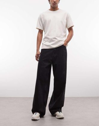 Weekday Astro - Jean en PU avec poche &agrave; larri&egrave;re - Noir d&eacute;lav&eacute;