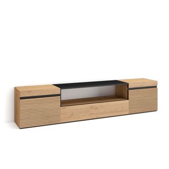 Skraut Home | TV-Schrank, Lowboard | f&uuml;r Wohnzimmer und Esszimmer | 200x45x35cm | F&uuml;r TV-Ger&auml;te bis zu 80 | Fernsehtisch | Moderner Stil | Eiche