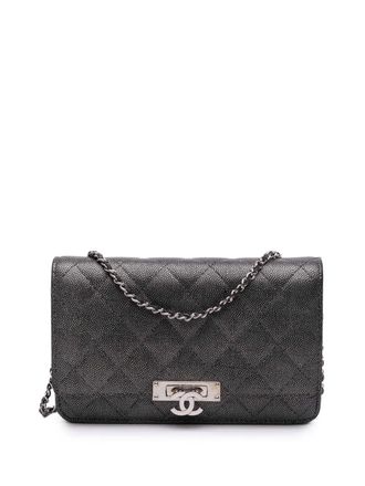 Chanel portefeuille Golden Class en cuir Caviar matelassé à bride en chaîne (2019) - Noir