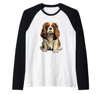 Whyitsme Design Rote und wei&szlig;e Cavalier-Abbildung eines King Charles Spaniel-Hundes Raglan