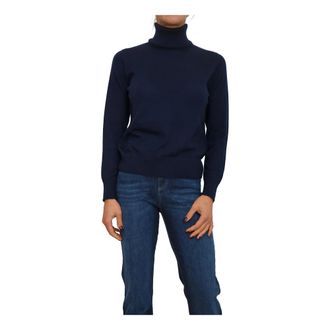 Nenette Maglia Collo Alto Lana Merino - - Knitwear - Damen - Blau - XL