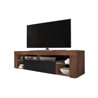 Selsey Selsey BIANKO - Meuble TV / Banc TV (140 cm, noyer mat / noir brillant, sans LED)