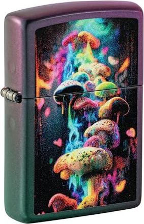 Zippo Sturmfeuerzeug - Mushrooms - Purple Iridiscent Finish, Color Image - Nachfüllbar - Wiederverwendbar - Windfestes Design - Geschenkbox - Made in USA