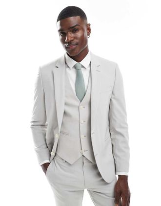 Asos Skinny-Fit-Anzugjacke in Hellgrau